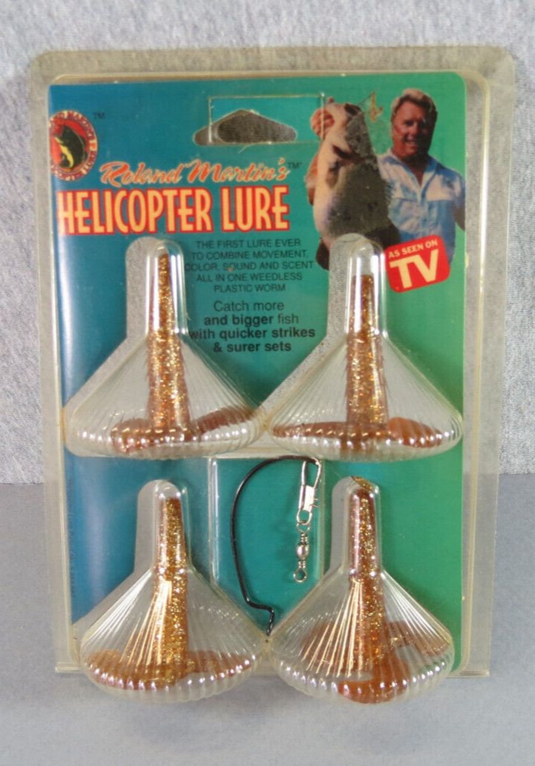 VTG Roland Martin's Helicopter Lure as Seen on TV Plastic Worm Gold ...