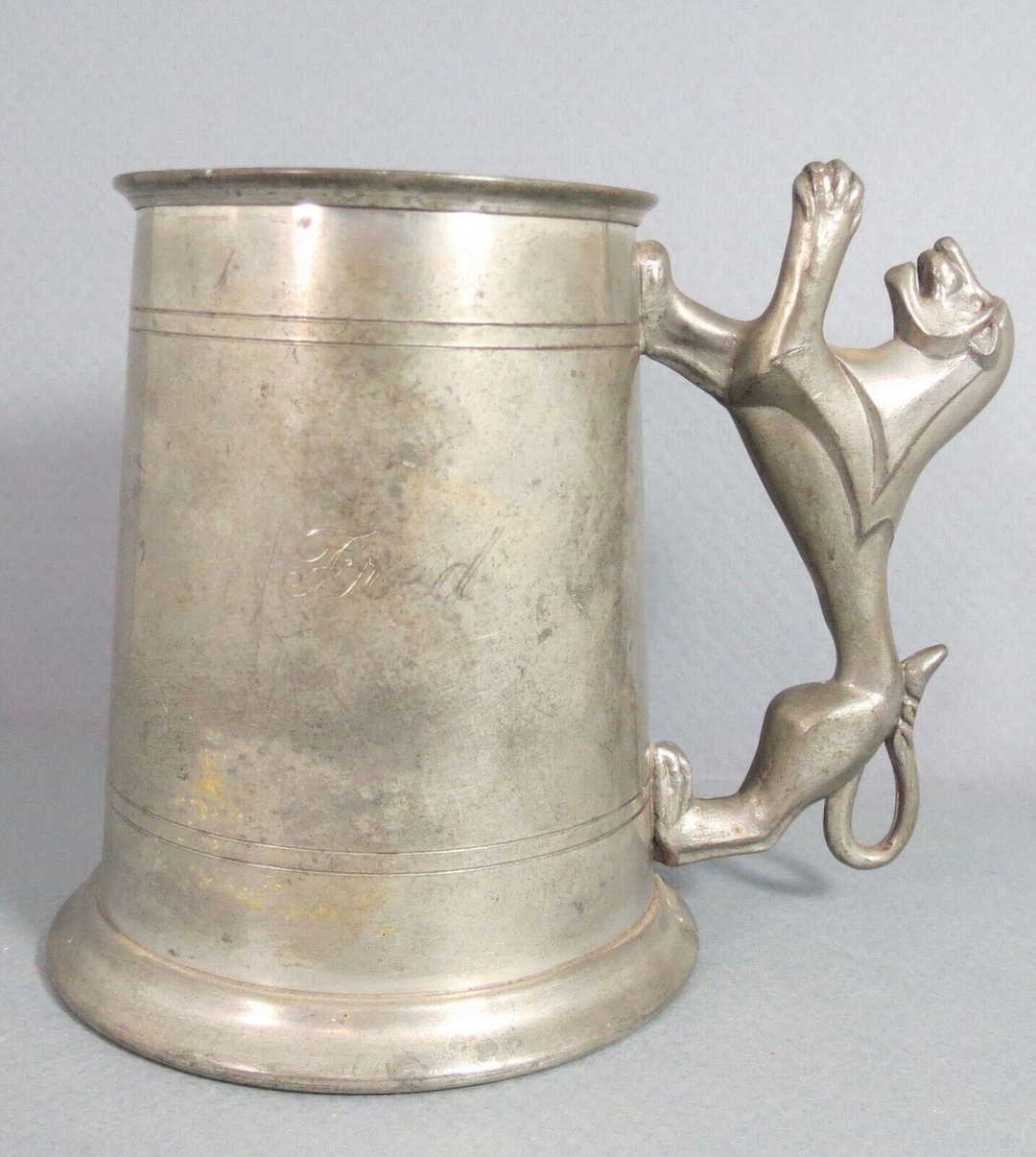 Leonard Eagle of Sheffield Pewter England Tankard Jaguar Handle Etched ...