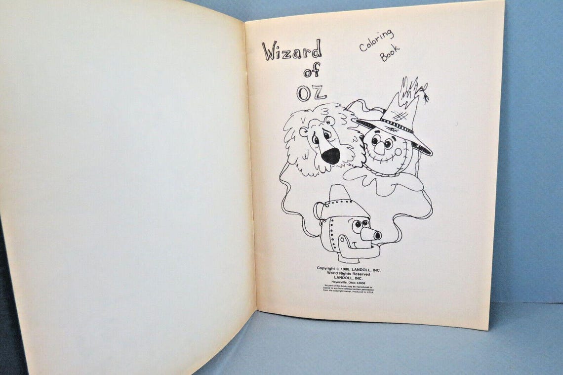 VTG Landoll Wizard of Oz Coloring Book 1988 Made in the USA Read ...