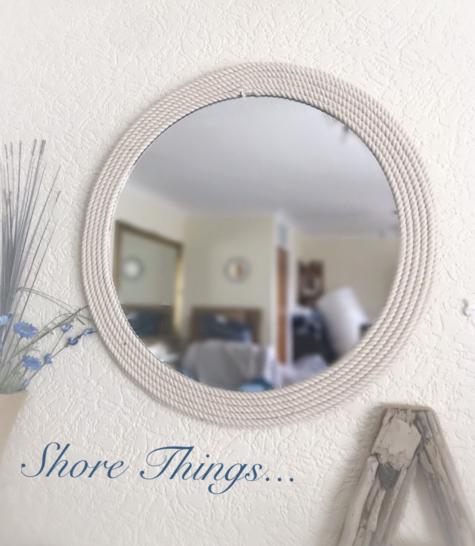 Nautical White Rope Mirror Round Rope Mirror 22 - Etsy