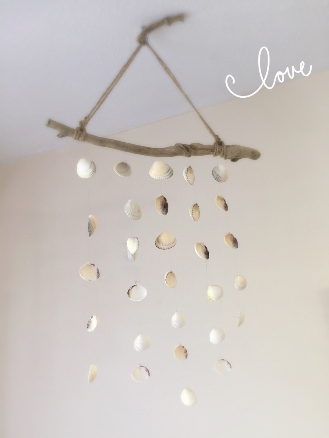 Driftwood & Shell Mobile Wind Chime Beach Inspired Home Decor Wall ...
