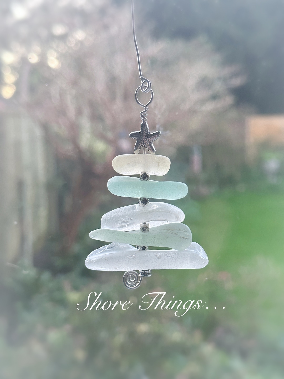 Sea Glass Christmas Tree Hanging Decoration Ornament - Etsy