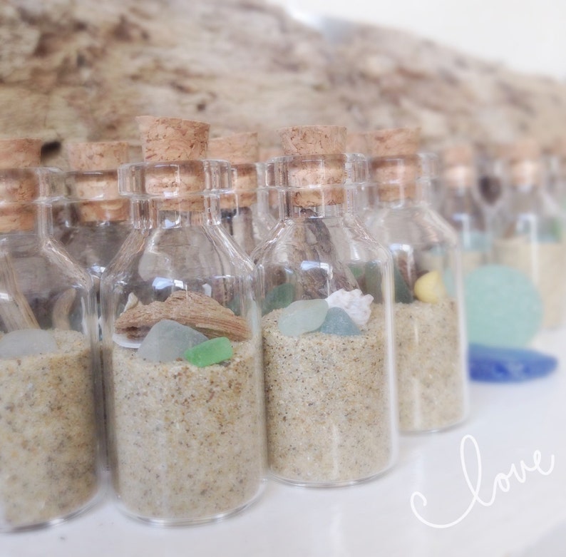 Mini Beach Bottle Beach in a Bottle Cork Sea Glass Shell Sand Isle of ...
