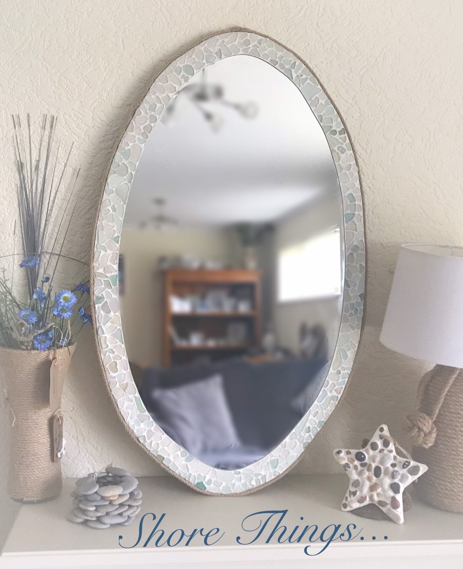 Large Oval Sea Glass Mirror Isle of Wight Beach Home Decor - Etsy