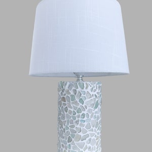 Sea Glass Lamp, Small Nautical Table Lamp With Shade, Beach Home Decor ...