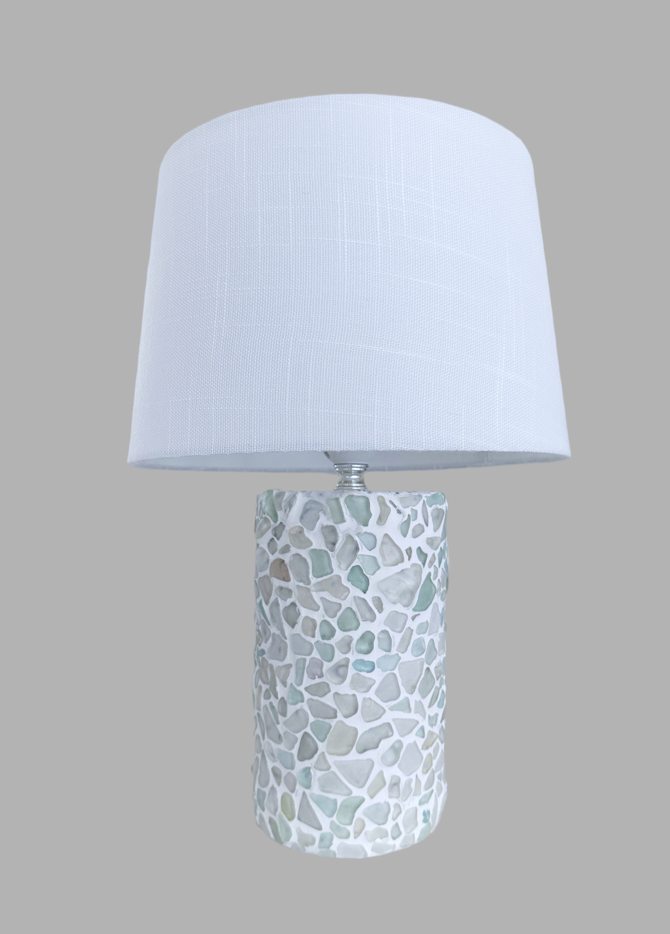 Sea Glass Lamp, Small Nautical Table Lamp With Shade, Beach Home Decor ...