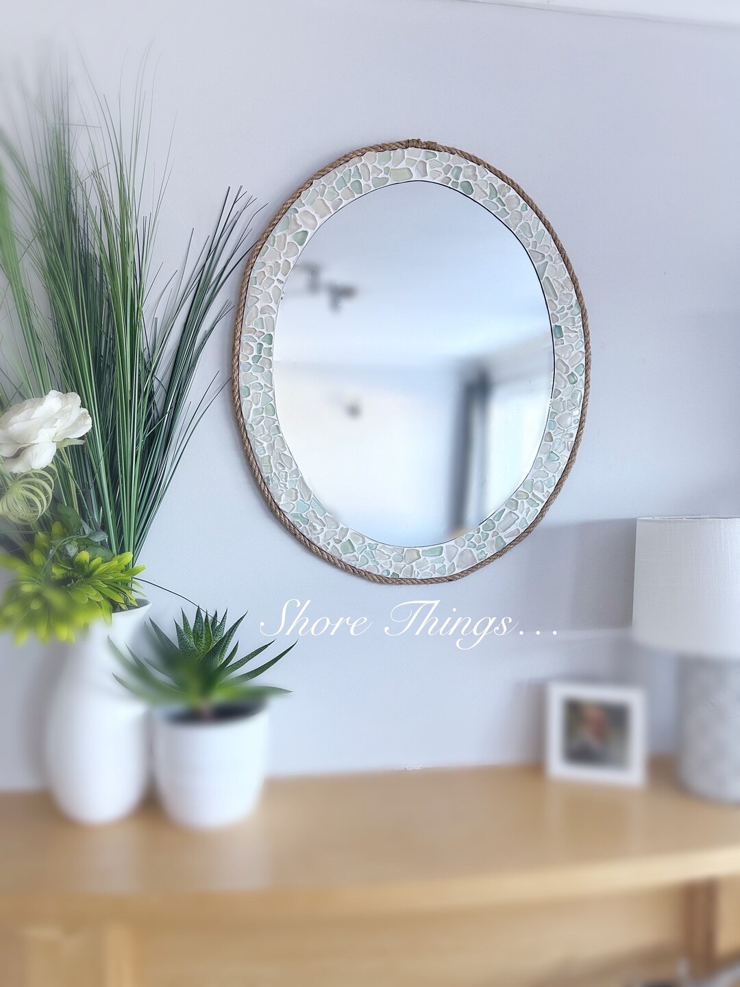 Large Oval Sea Glass Mirror Isle of Wight Beach Home Decor Natural ...