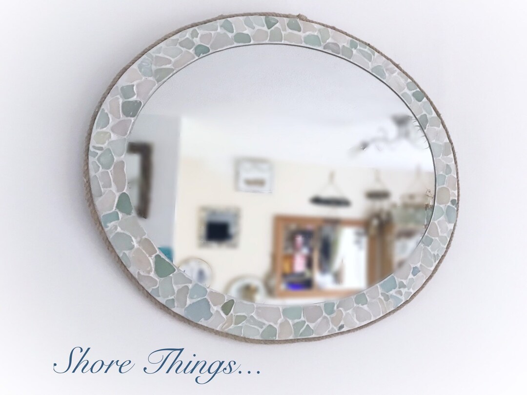 Large Oval Sea Glass Mirror Isle of Wight Beach Home Decor Natural ...