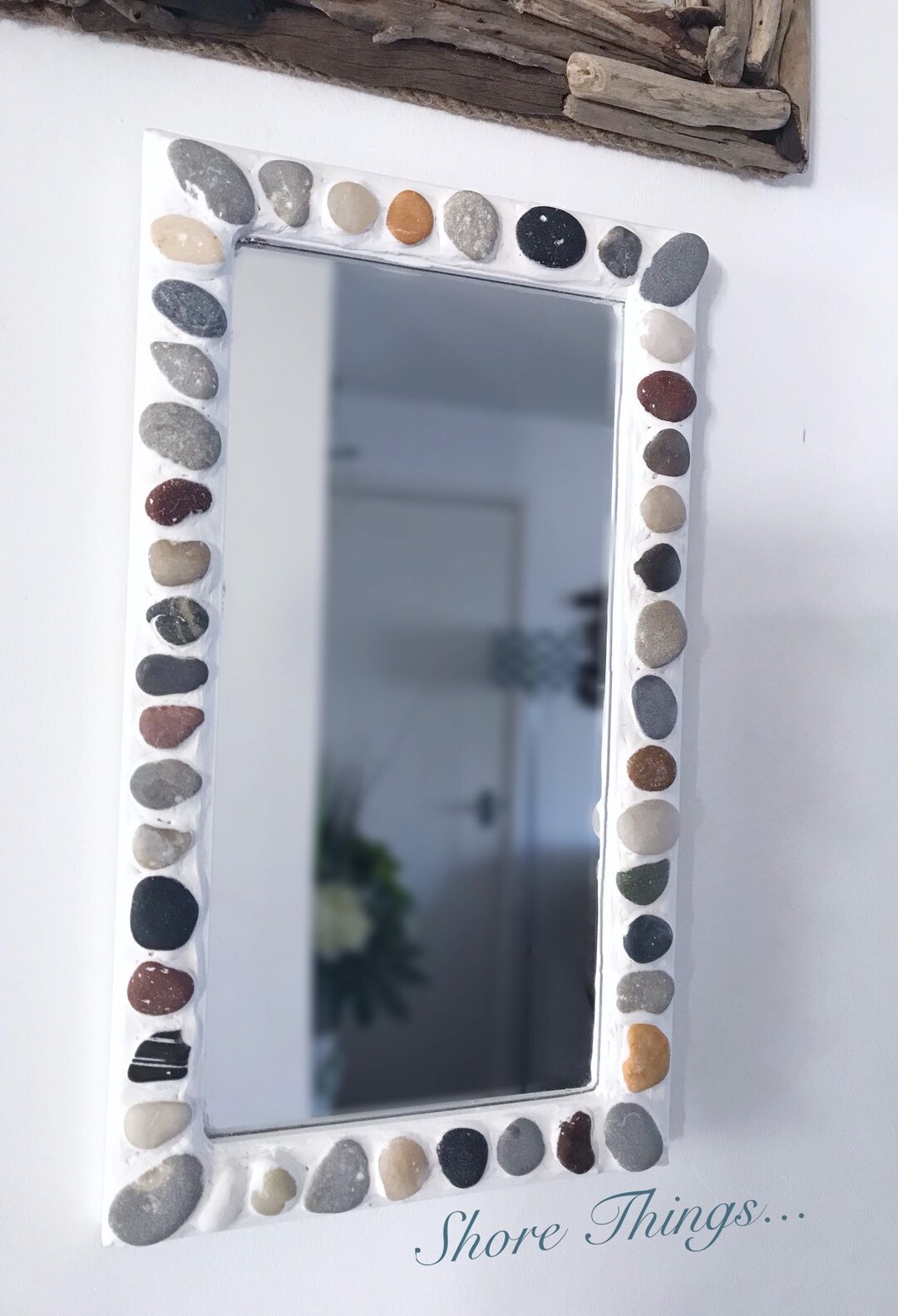 Grey Pebble Mirror, Nautical Decor, Beach Home, Long Mirror, Isle of ...