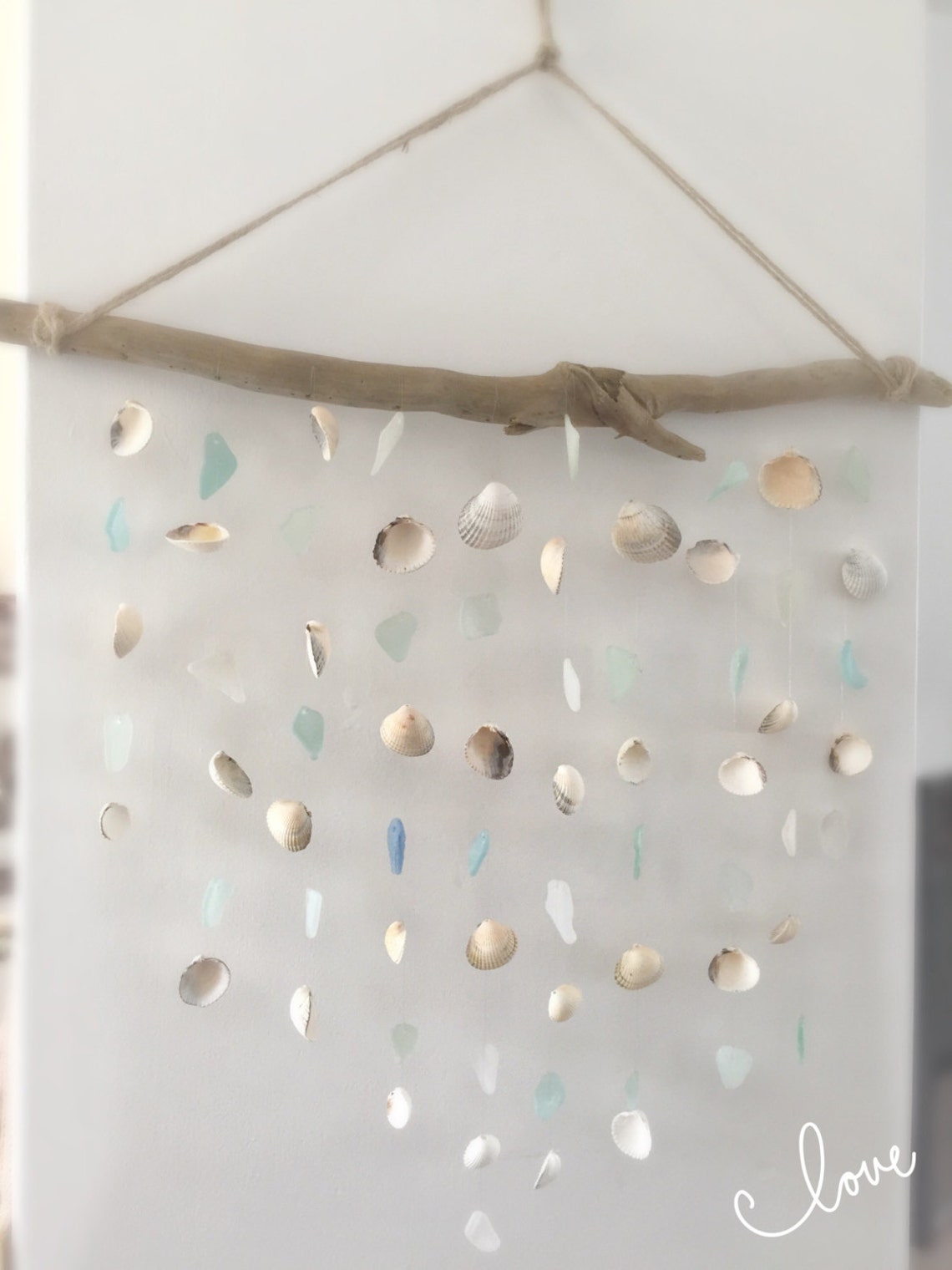 Sea Glass and Shell Mobile, Sea Glass Sun Catcher, Nautical Decor ...