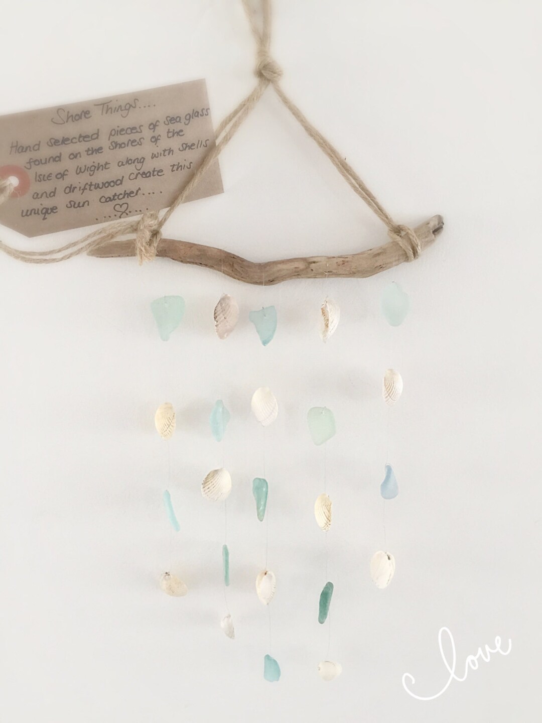 Sun Catcher Mobile Nautical Sea Glass, Shell and Driftwood Surf Tumbled ...