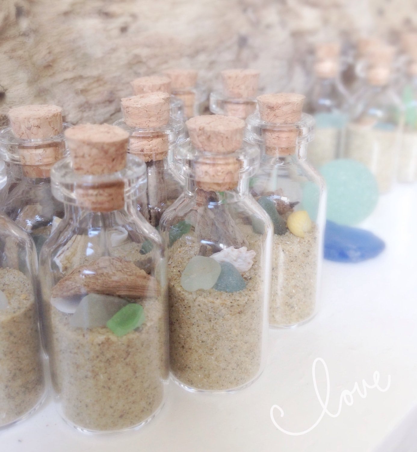 Mini Beach Bottle Beach in a Bottle Cork Sea Glass Shell Sand - Etsy UK