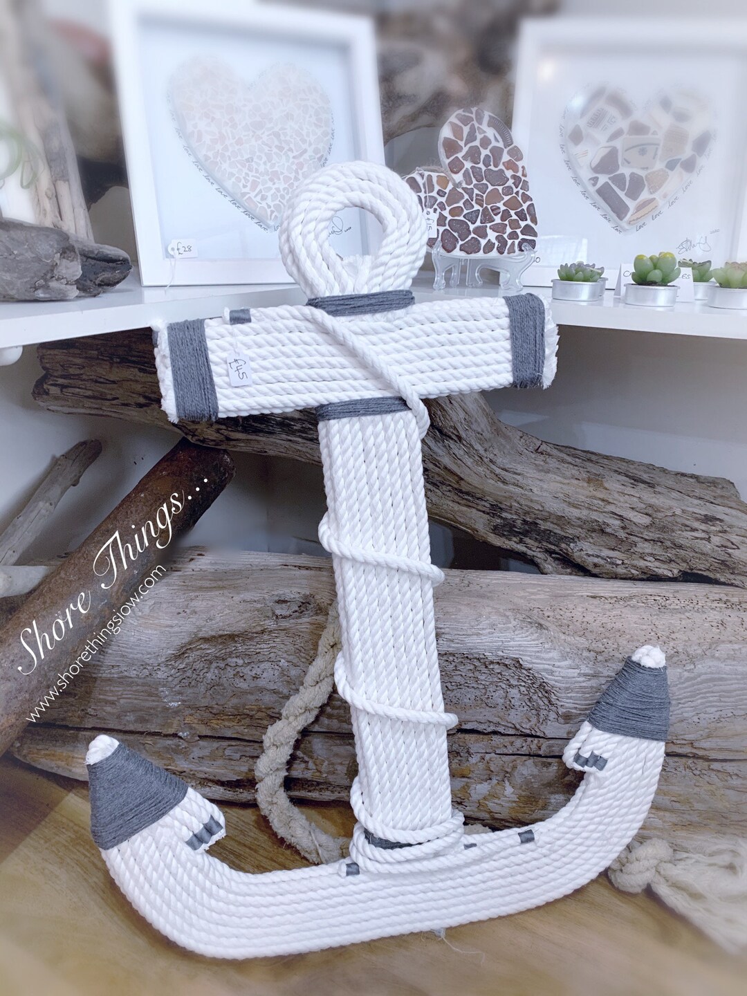 White Rope Anchor, Wall Art, Nautical Decor, Beach Home, 2ft Large - Etsy