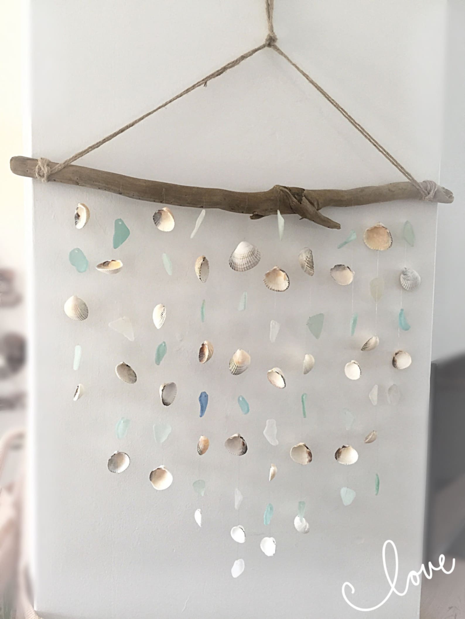 Sea Glass and Shell Mobile Sea Glass Sun Catcher Nautical - Etsy