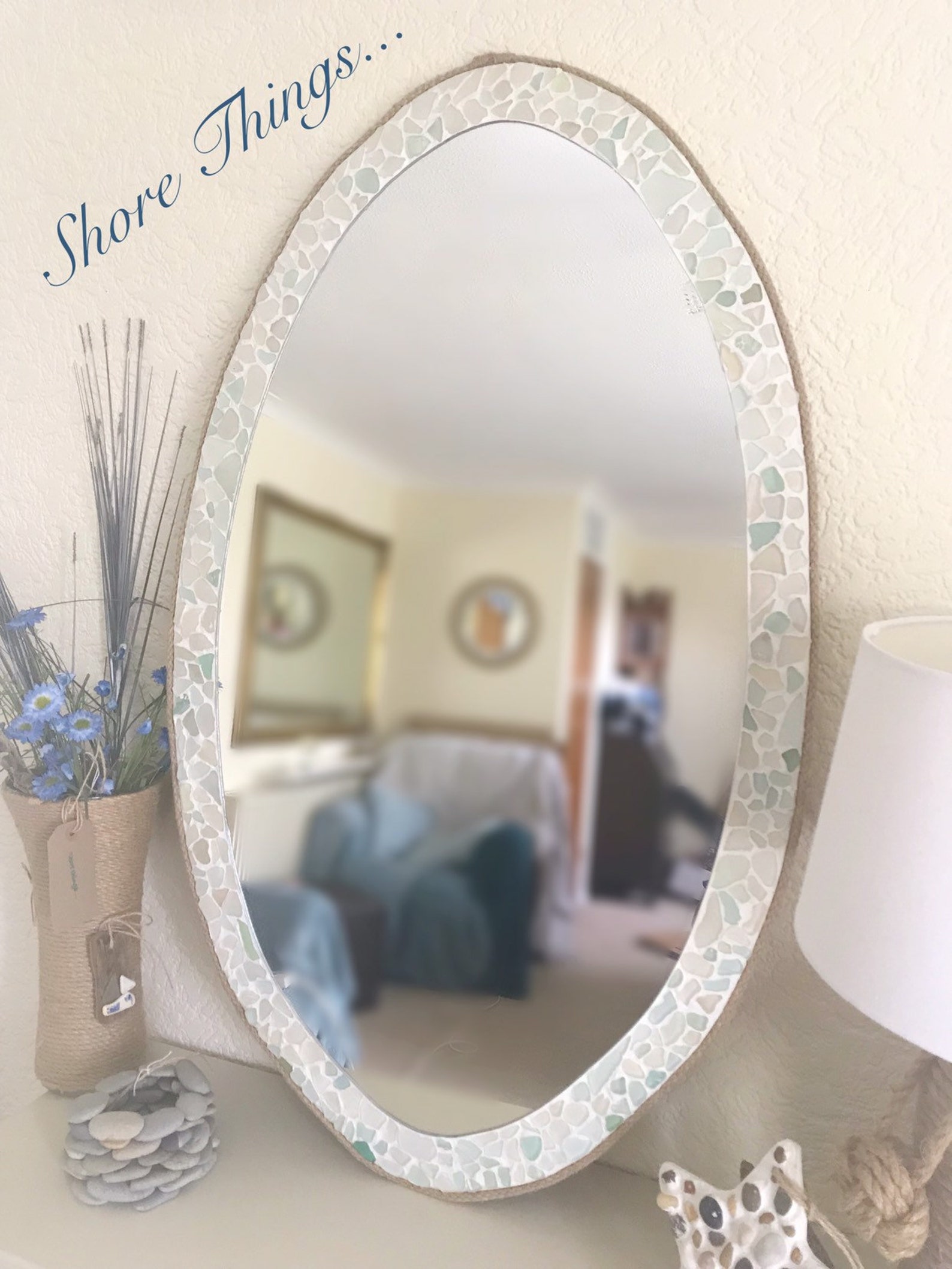 Large Oval Sea Glass Mirror Isle of Wight Beach Home Decor - Etsy