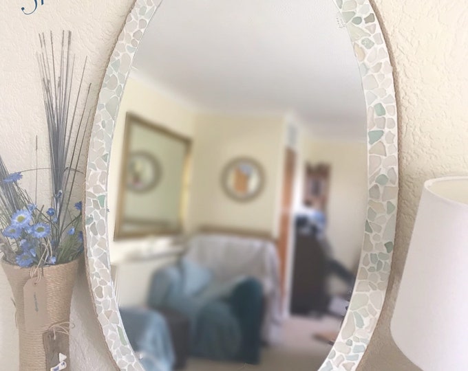 Large Oval Sea Glass Mirror Isle of Wight Beach Home Decor Natural ...