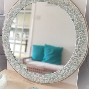 Large Round Sea Glass Mirror Isle of Wight Beach Home Decor Natural ...
