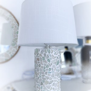 Sea Glass Lamp, Small Nautical Table Lamp With Shade, Beach Home Decor ...