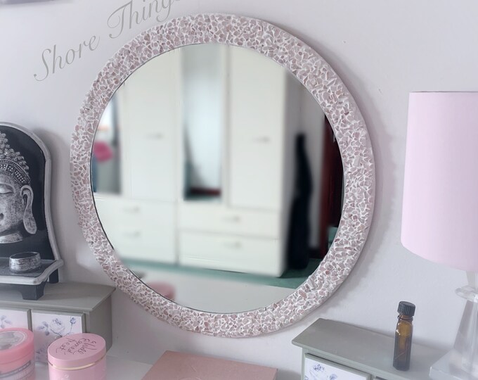 Rose Quartz 22 Round Mirror, Crystal Mirror, Bedroom Mirror, Home Decor ...