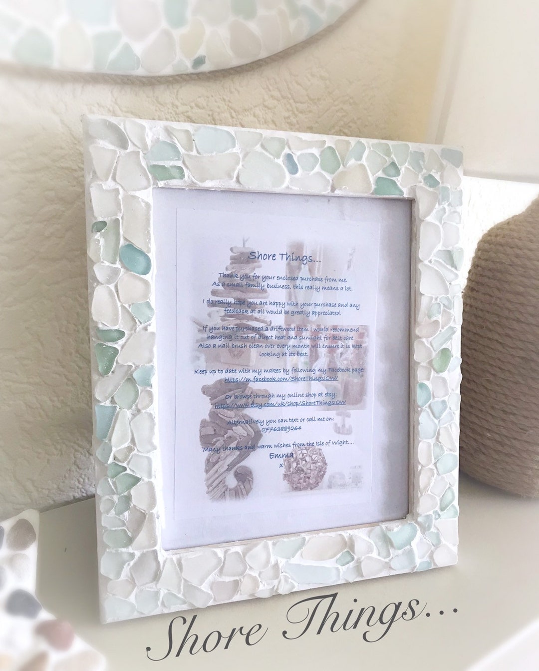 Sea Glass Photo Frame, Nautical Decor, 8x10" Natural Picture Frame ...