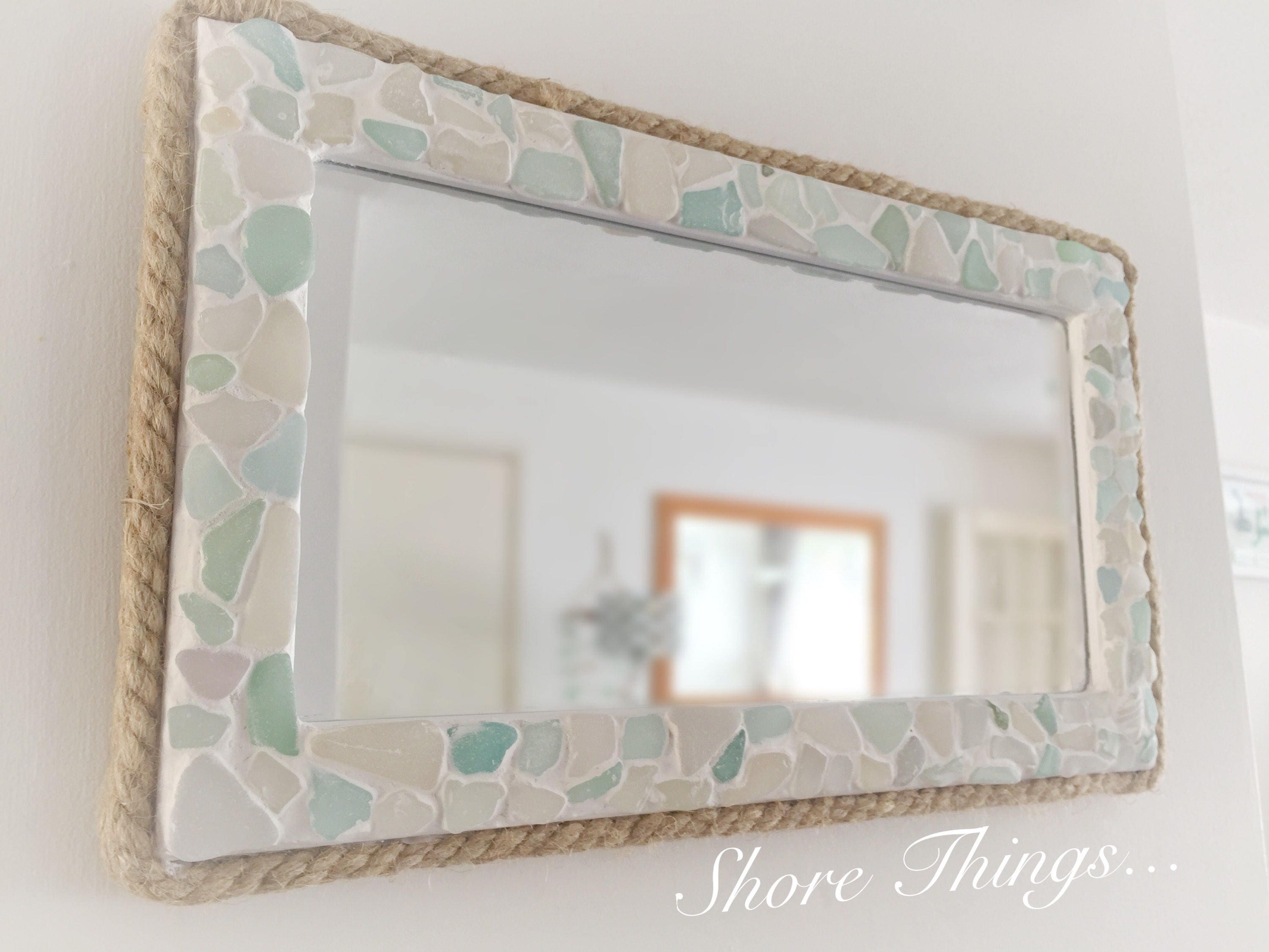 Nautical Home Decor Sea Glass Mirror Rectangle Mirror | Etsy