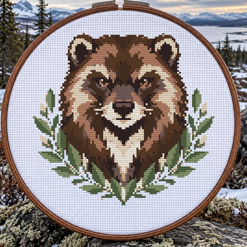 Woodland Wolverine Color Cross Stitch Pattern PDF, Counted DMC Digital ...
