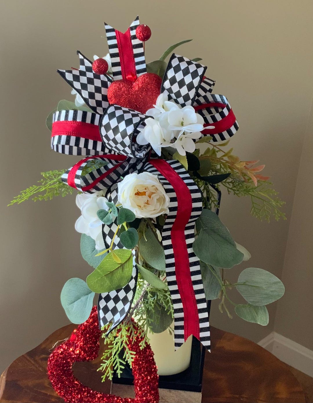Valentines Day Lantern Swag, Valentines Day Decor, Harlequin Themed ...
