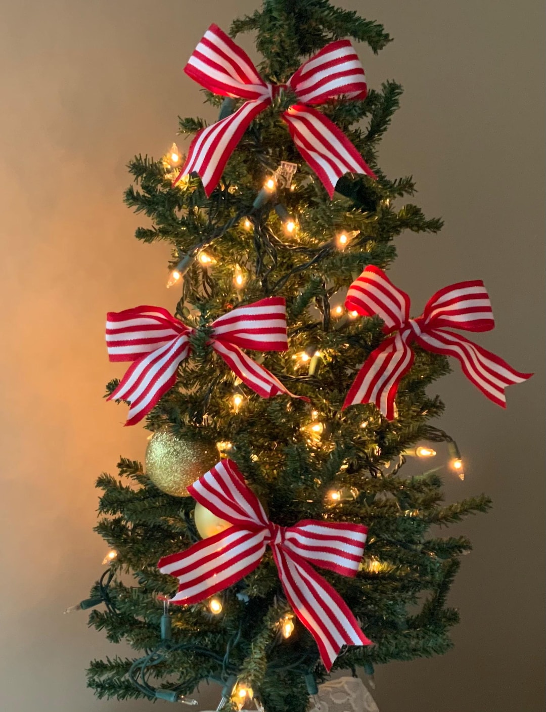 Candy Cane Striped Bow Set, Candy Cane Canister Bow Set, Christmas ...