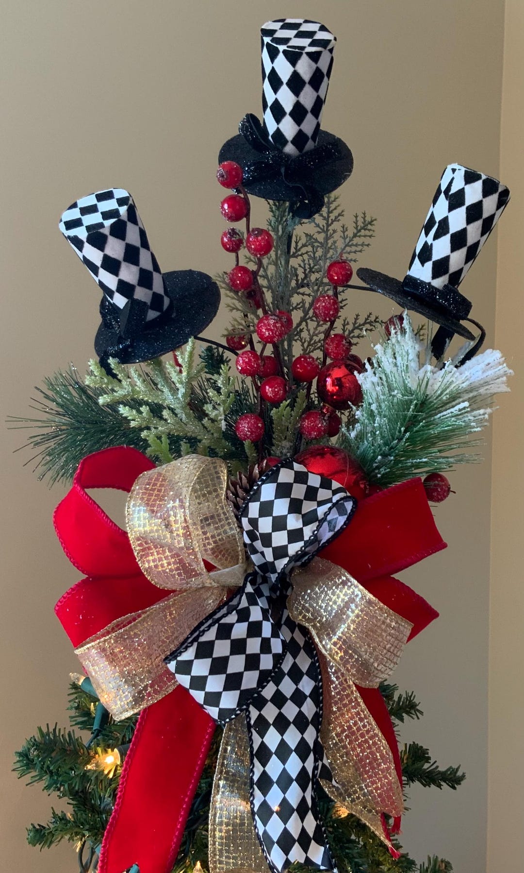 Harlequin Christmas Tree Topper, Christmas Tree Topper, Harlequin ...