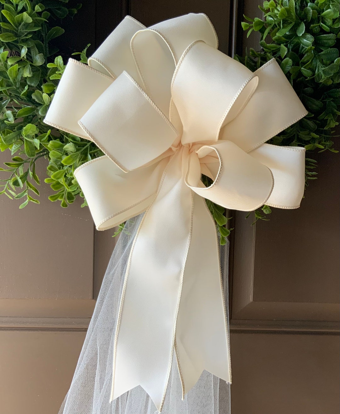 Wedding Decor, Wedding Pew Bows, Wedding Wreath Bow, Bride’s Room Bow ...