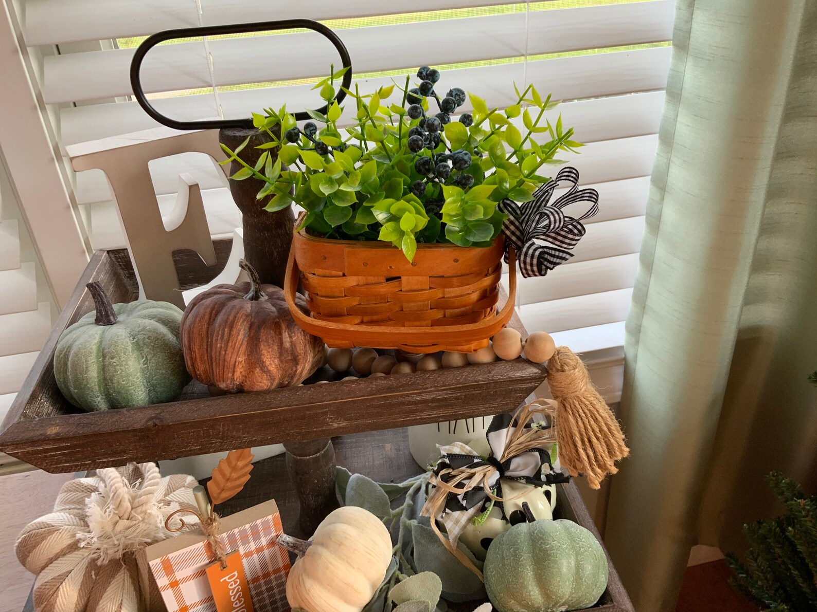 Tiered Tray Blueberry Greenery Arrangement Farmhouse Greenery - Etsy
