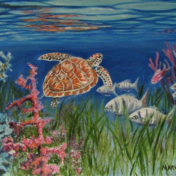 Sea Turtle Painting - Etsy