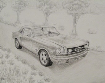 Mustang Pencil Drawing - Etsy