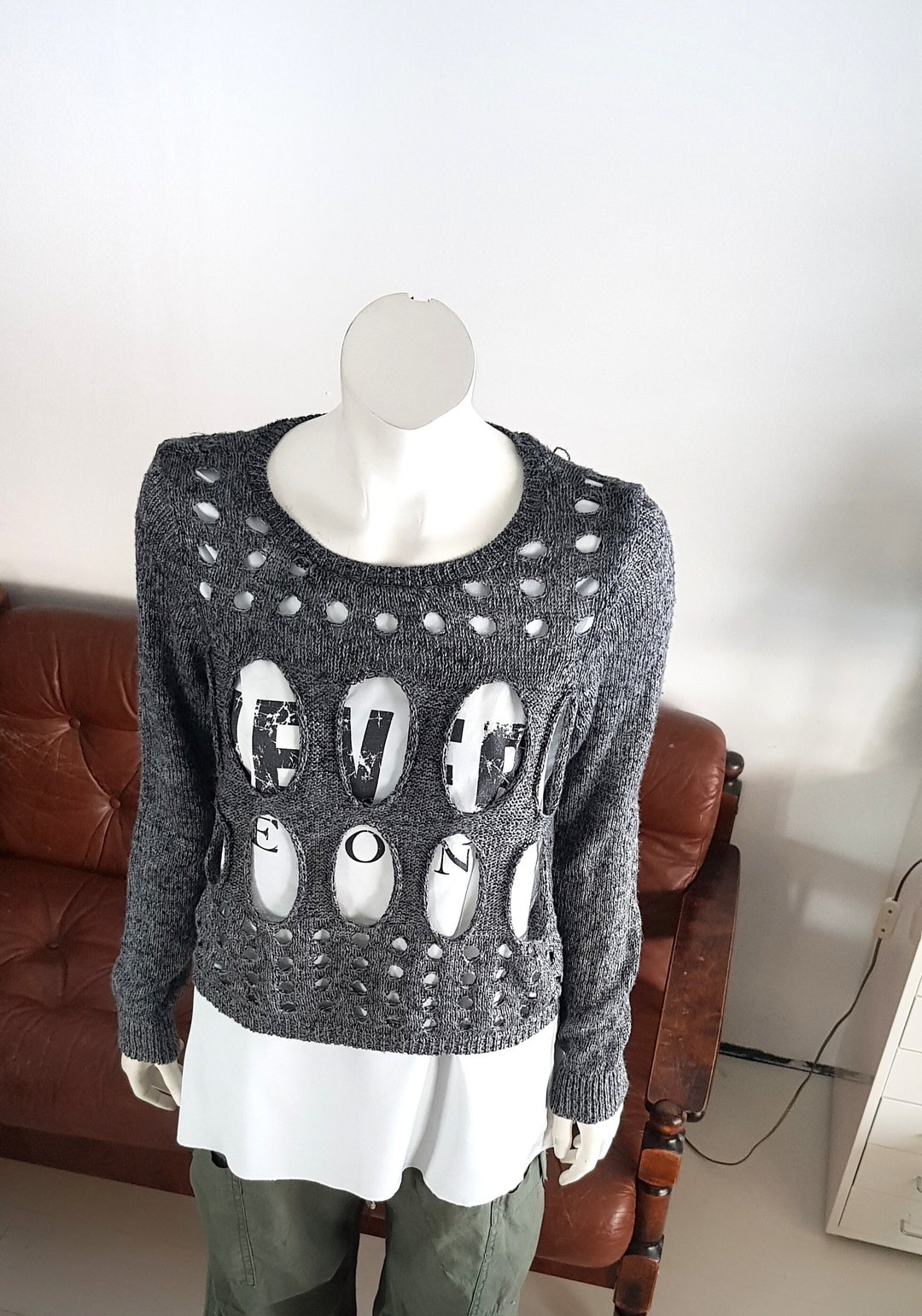 Y2k Trashy Open Knit Layered Net Jumper Womens XS-S - Etsy