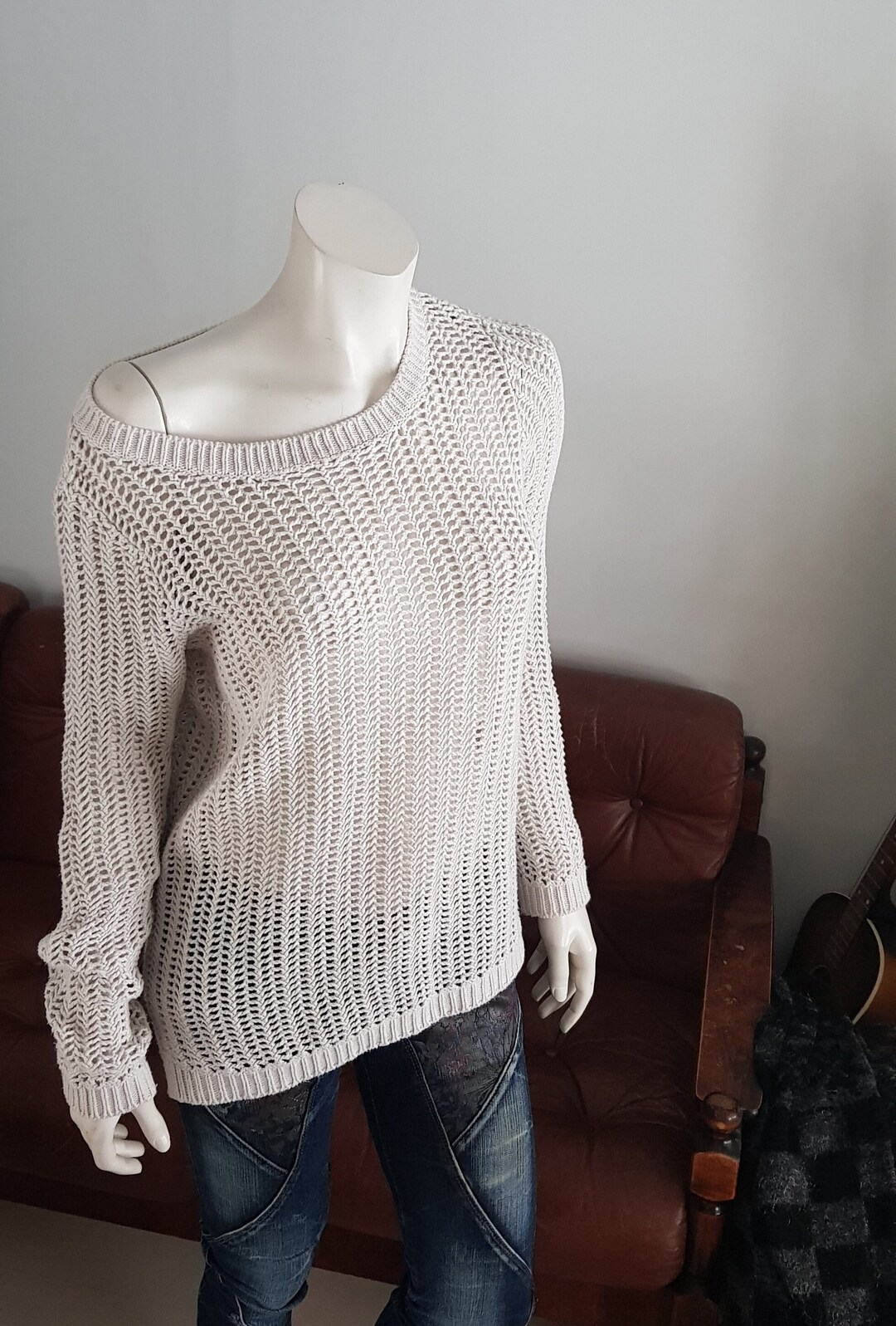 Womens Y2k Vintage White See Through Jumper / 00s Milennium Sweater ...