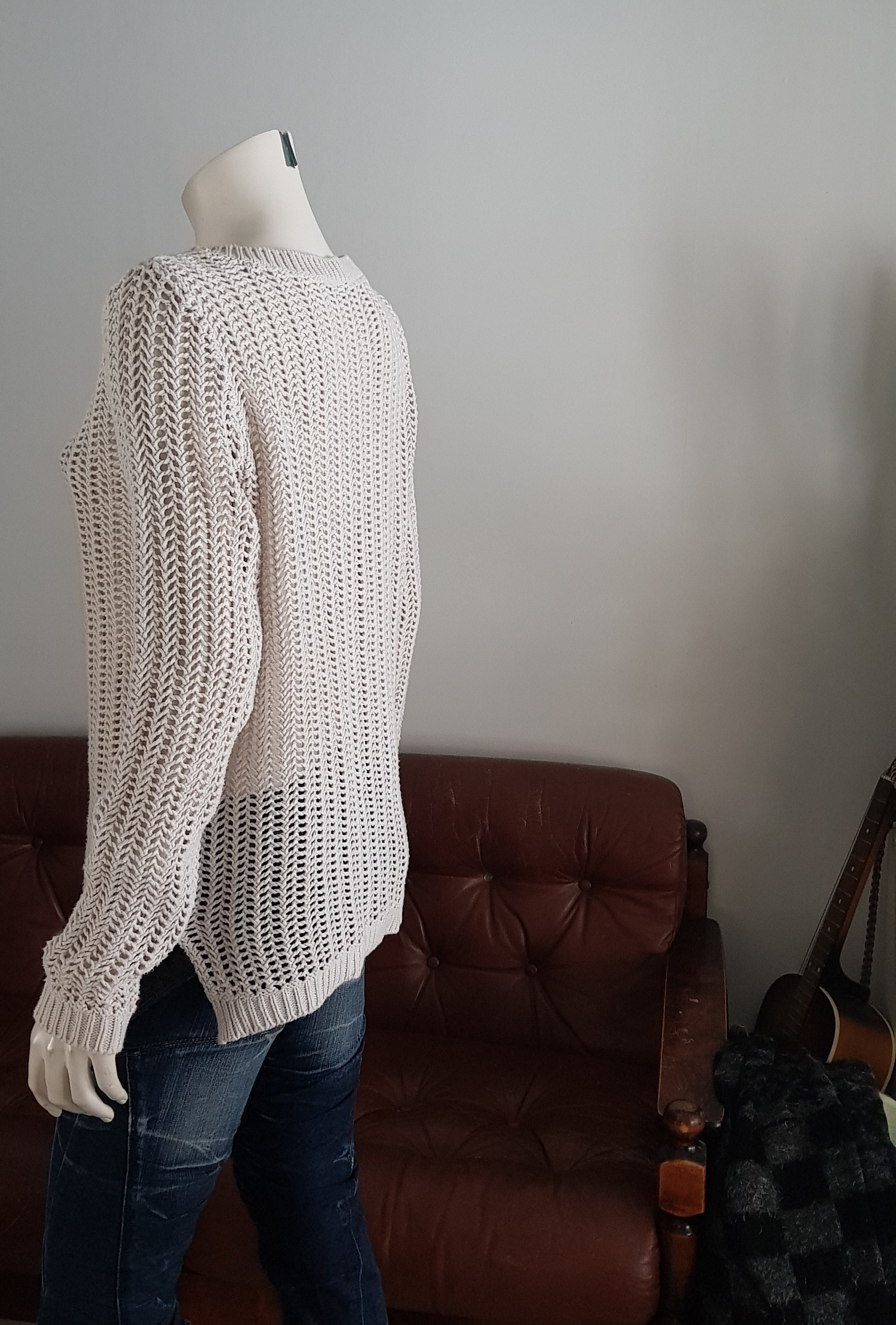 Womens Y2k Vintage White See Through Jumper / 00s Milennium Sweater ...
