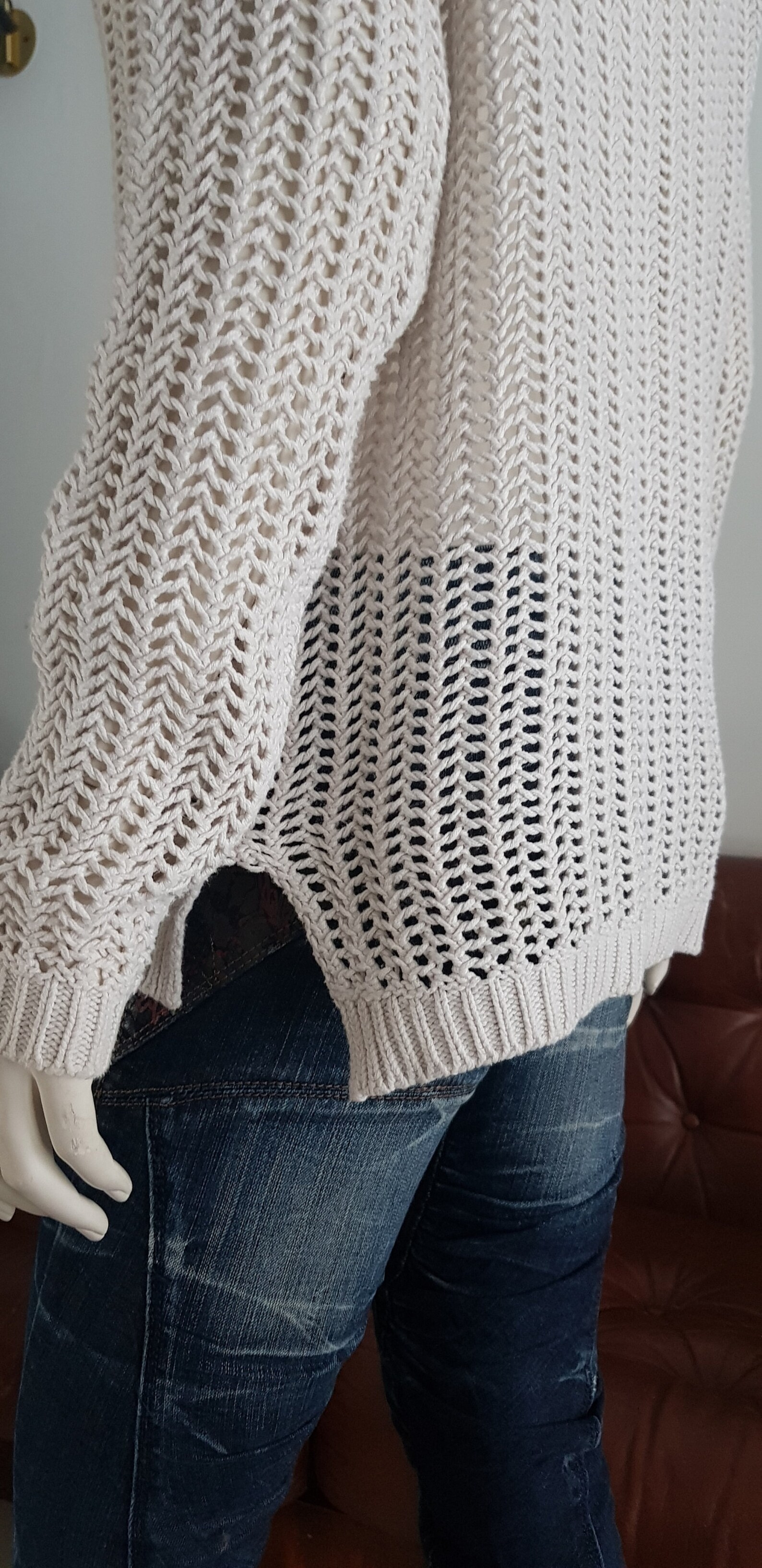 Womens Y2k Vintage White See Through Jumper / 00s Milennium Sweater ...