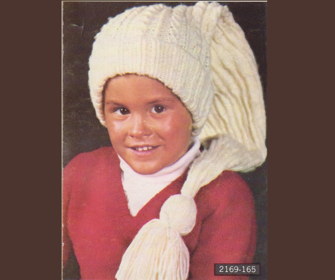 Kids Extra-long Stocking Cap With Tassel & Twisted Ribbing - 1960's ...