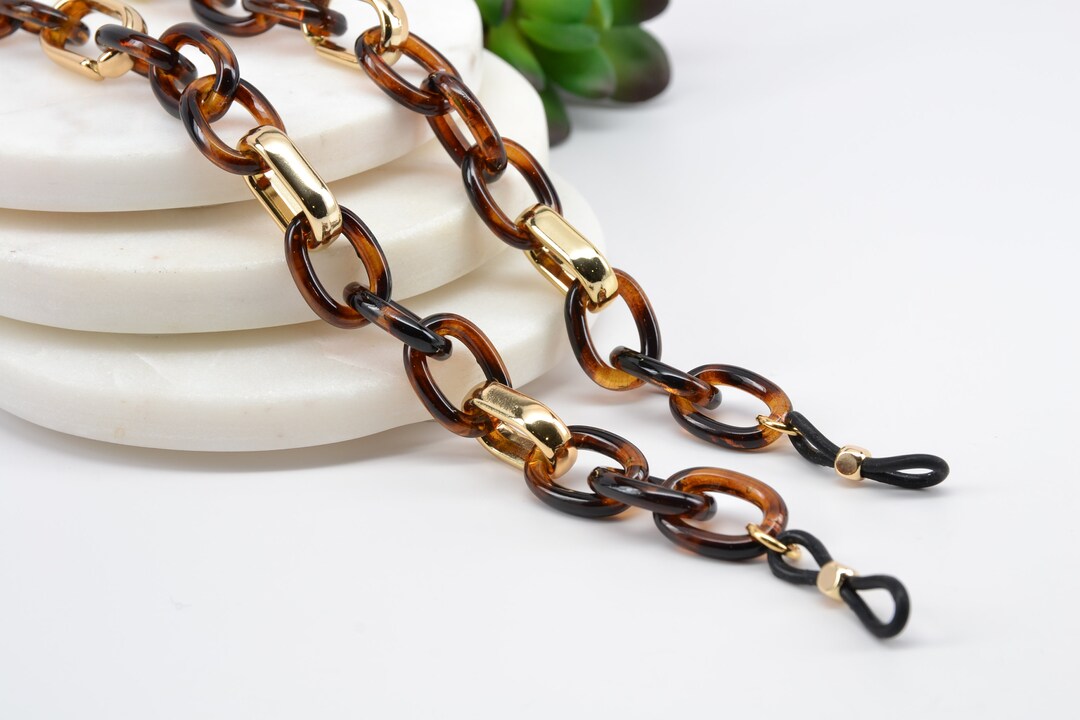 CHUNKY Tortoise Shell Glasses Chain; Eyeglass Chain; Reading Glasses ...