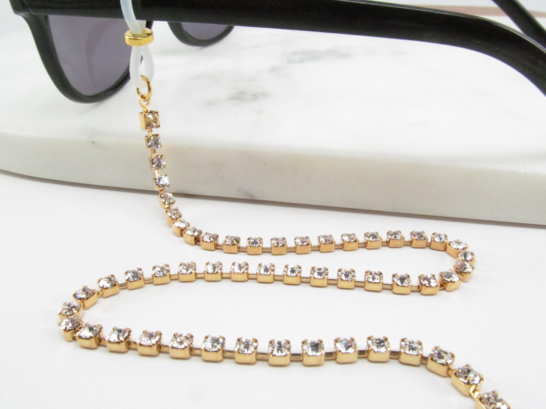 Gold Bling Glasses Chain With European Made Crystals; Eyeglass Chain ...