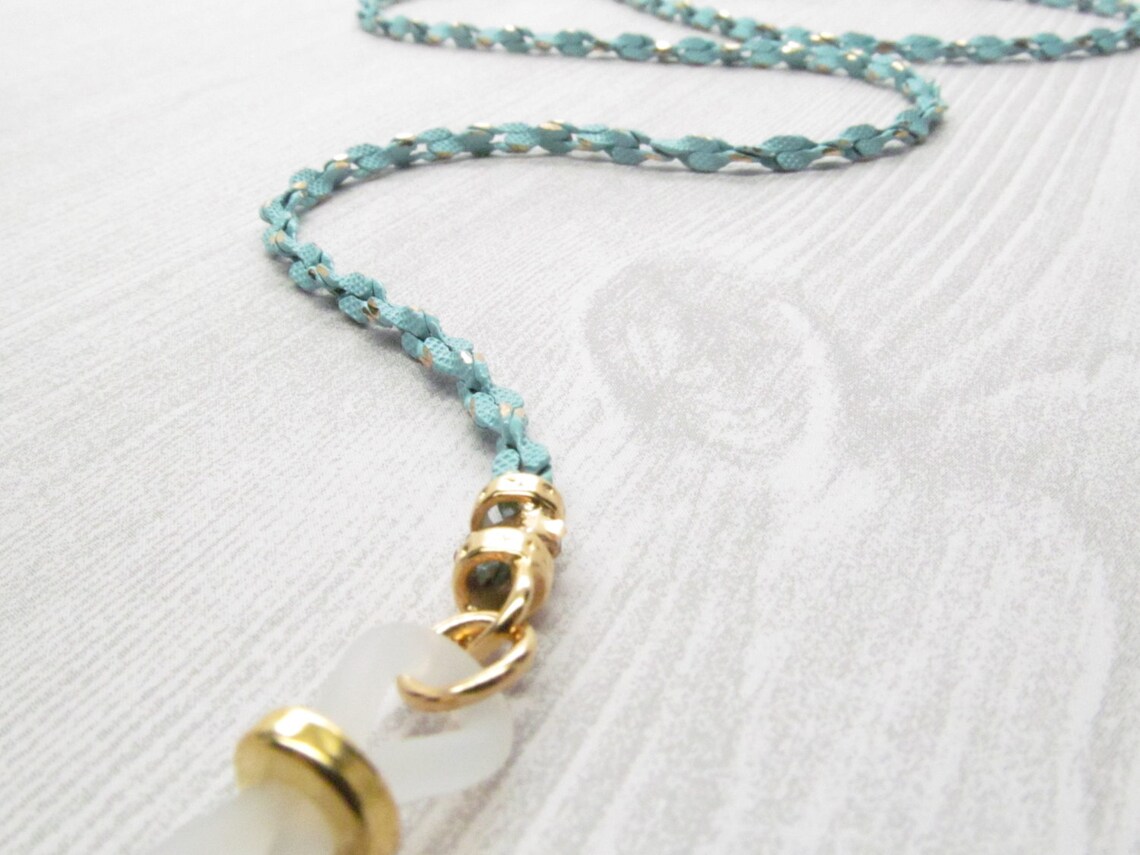Turquoise and Gold Spectacles Chain; Eyeglass Chain; Reading Glasses ...