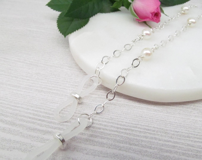 Sterling Silver Eye Glass Chain With Freshwater Pearls; Reading Glasses ...