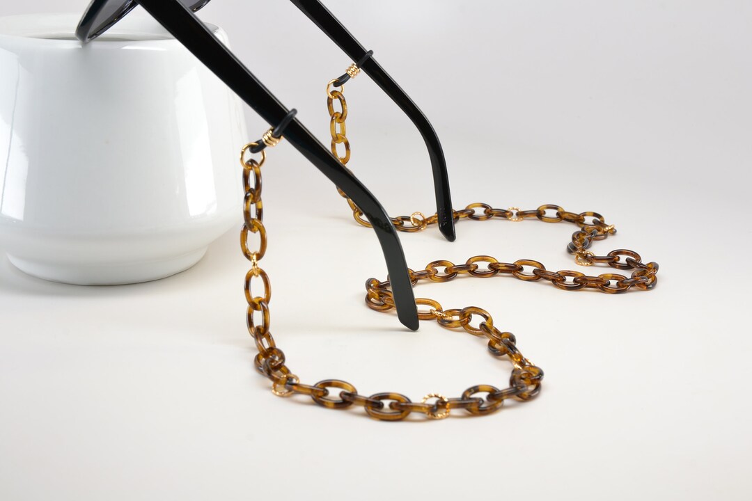 Tortoise Shell and Gold Link Glasses Chain for Holding Your Glasses ...