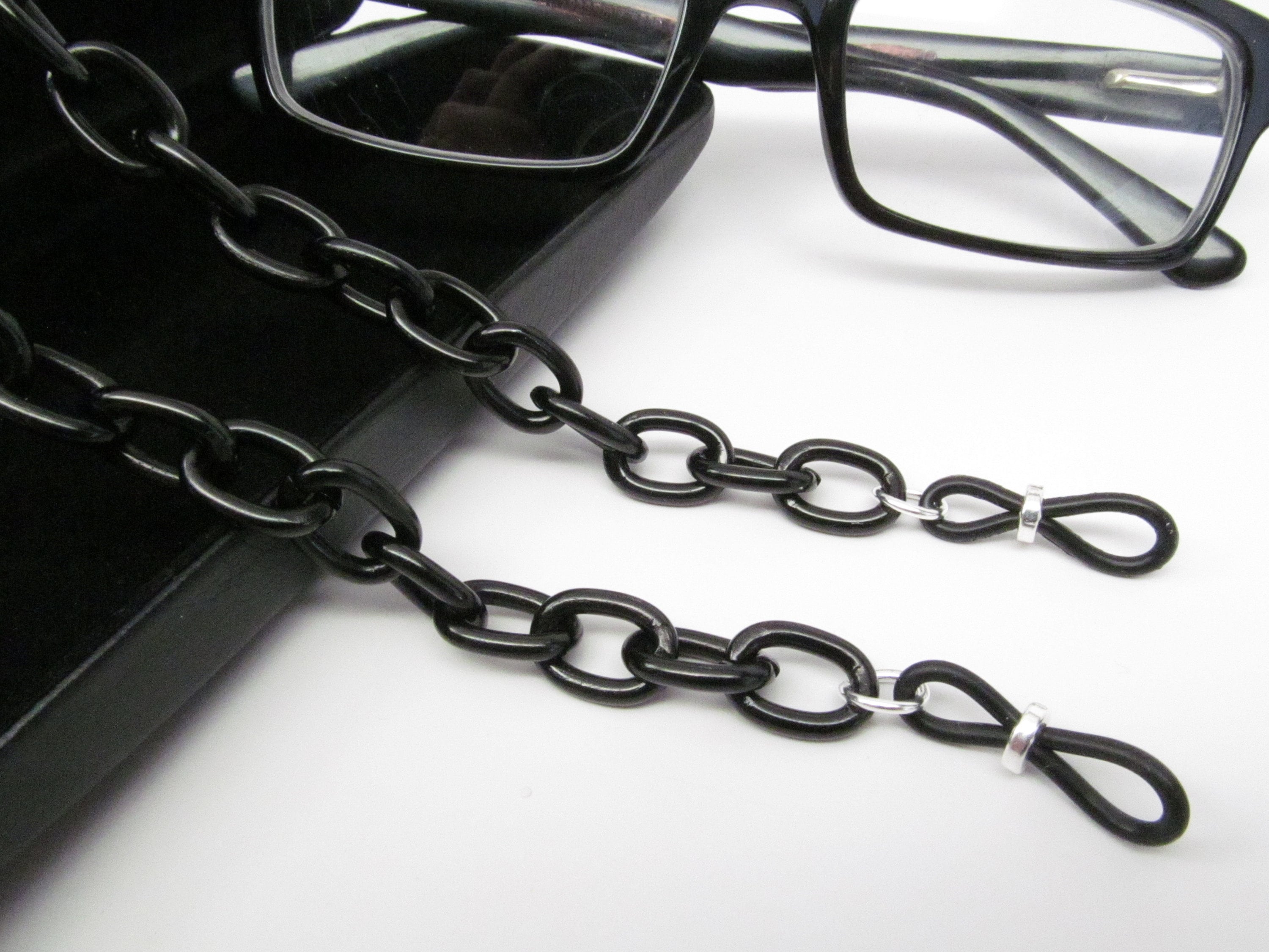 Chunky Black Glasses Chain; Eyeglass Chain; Reading Glasses Necklace ...