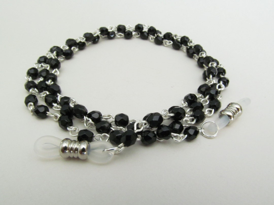Black Glasses Chain - Reading Glasses - Beaded Eyeglasses Chain ...