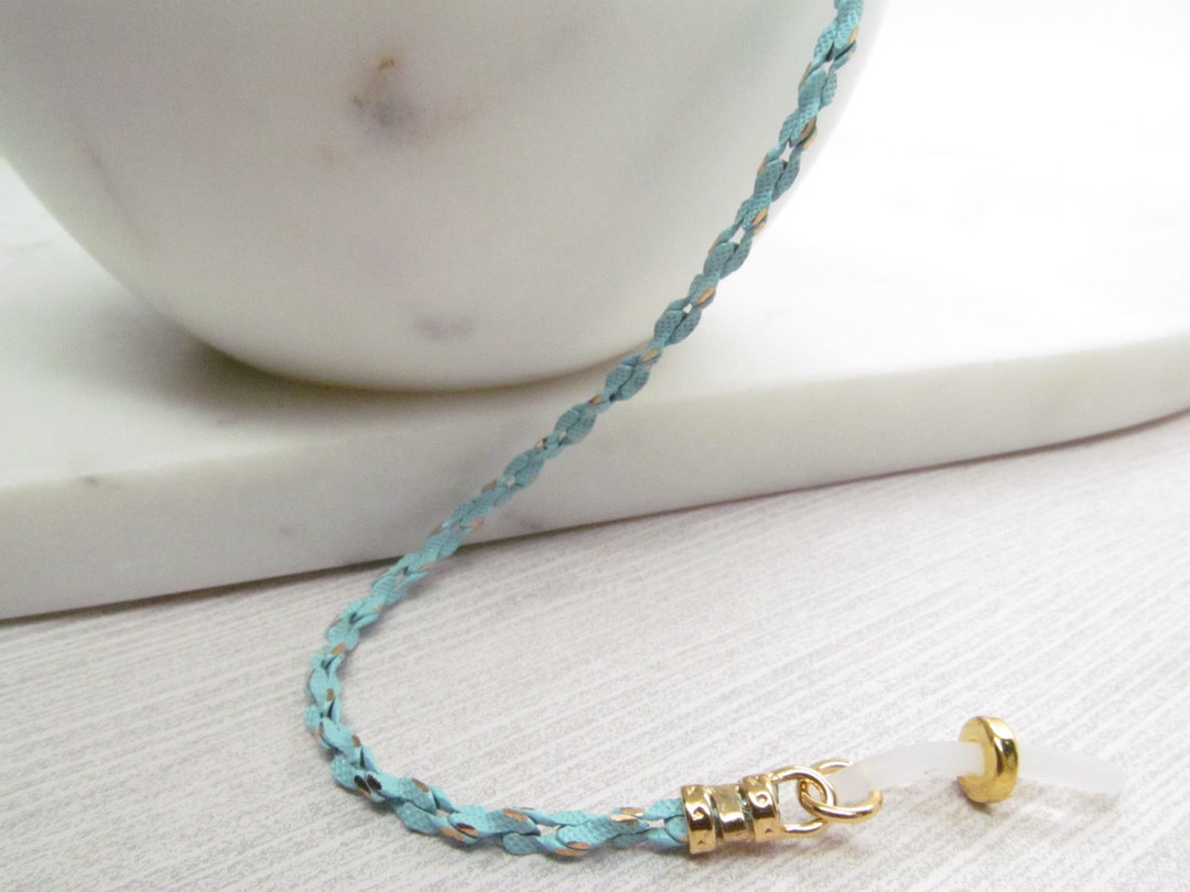 Turquoise and Gold Spectacles Chain; Eyeglass Chain; Reading Glasses ...
