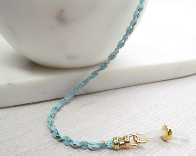 Turquoise and Gold Spectacles Chain; Eyeglass Chain; Reading Glasses ...