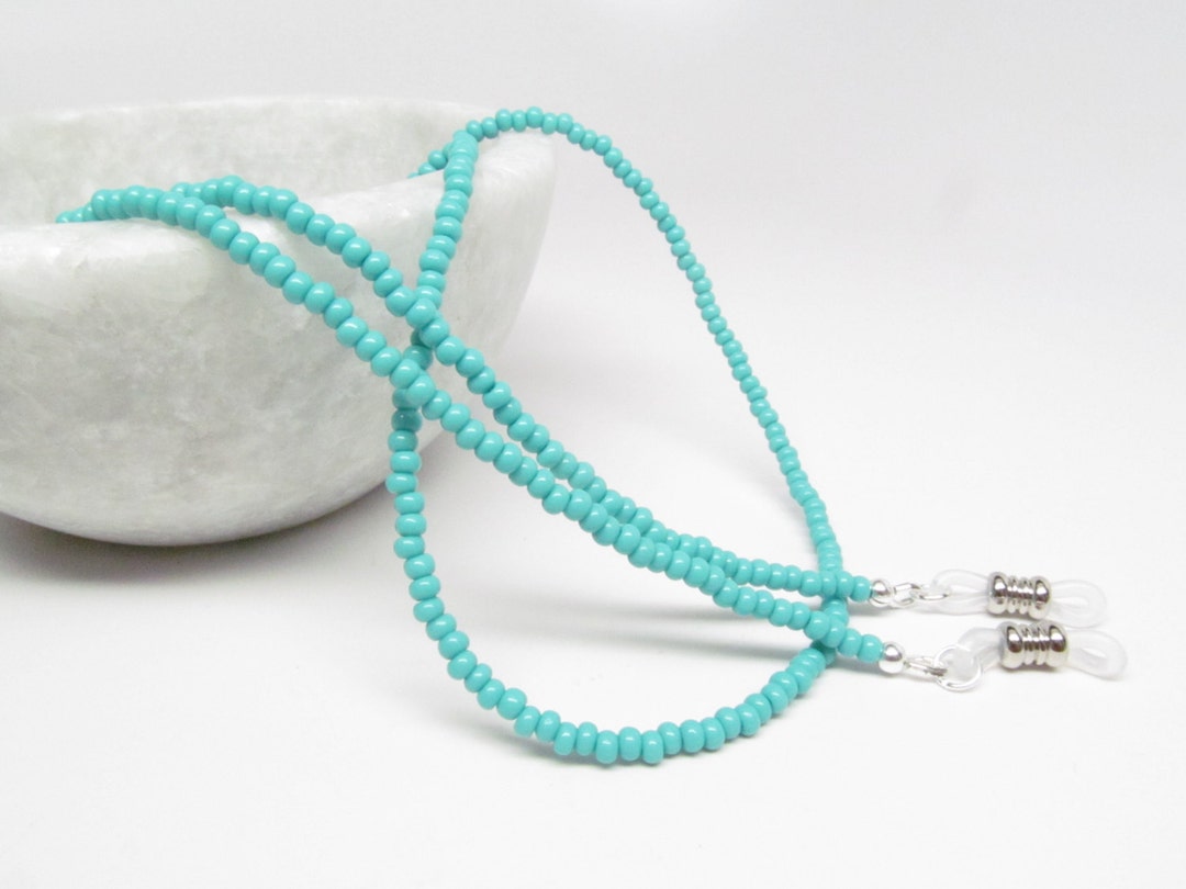 Delicate Turquoise Beaded Glasses Chain; Reading Glasses Cord ...