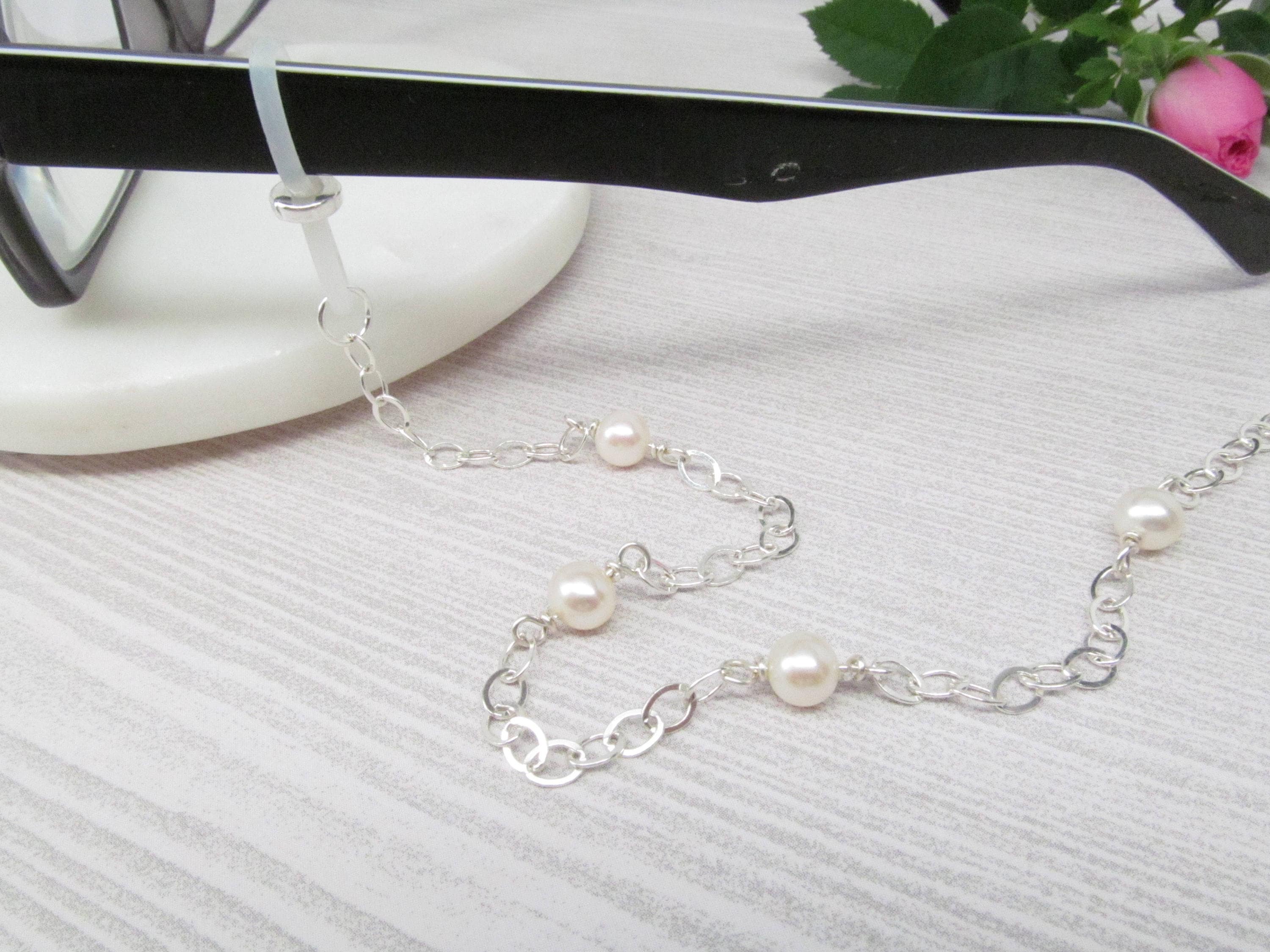 Sterling Silver Eye Glass Chain with freshwater pearls | Etsy