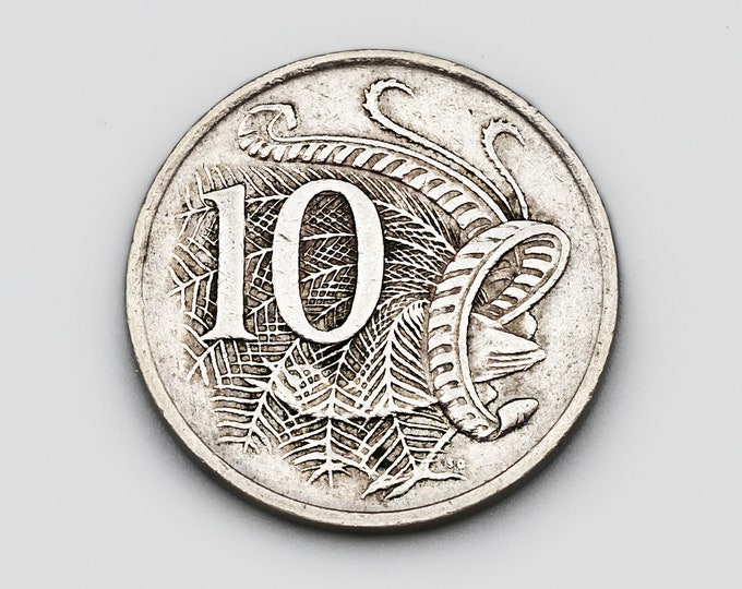 10 Cents Australia Coin 1975, Elizabeth II Portrait, Great Britain ...
